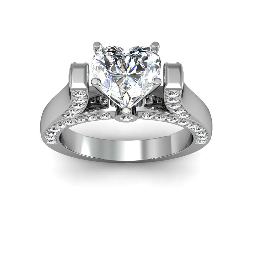 2.125ct. Heart shape Natural Diamond Tension Setting with Accent Pave ...